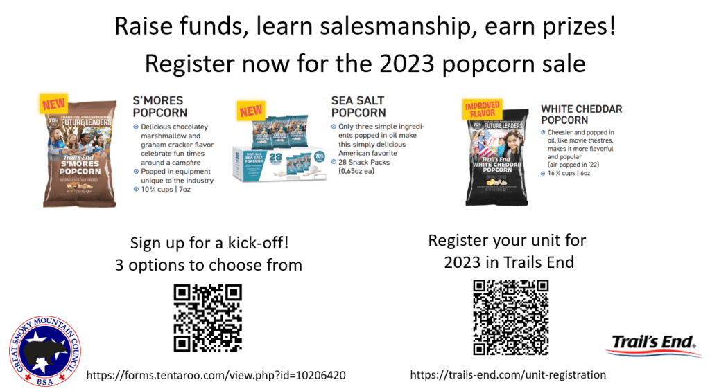 2023 Fall Popcorn sales w QR code - Great Smoky Mountain Council